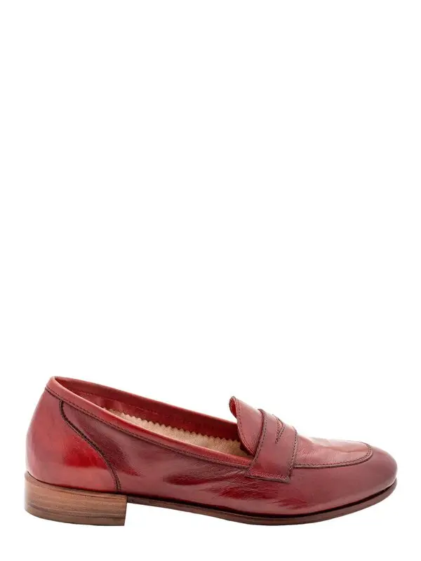 Lukure Soft Loafer, Hand-painted Kangaroo Leather - Dark Red