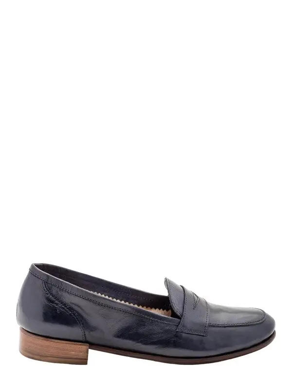 Lukure Soft Loafer, Hand-painted Kangaroo Leather - Navy