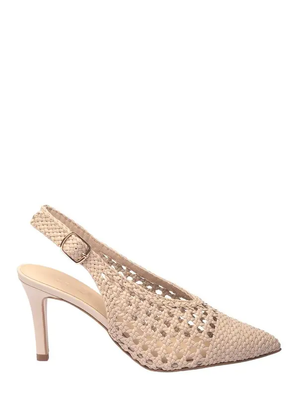 Lukure Sabine Slingback With Sculpted Heel And Perforated Leather - Bone