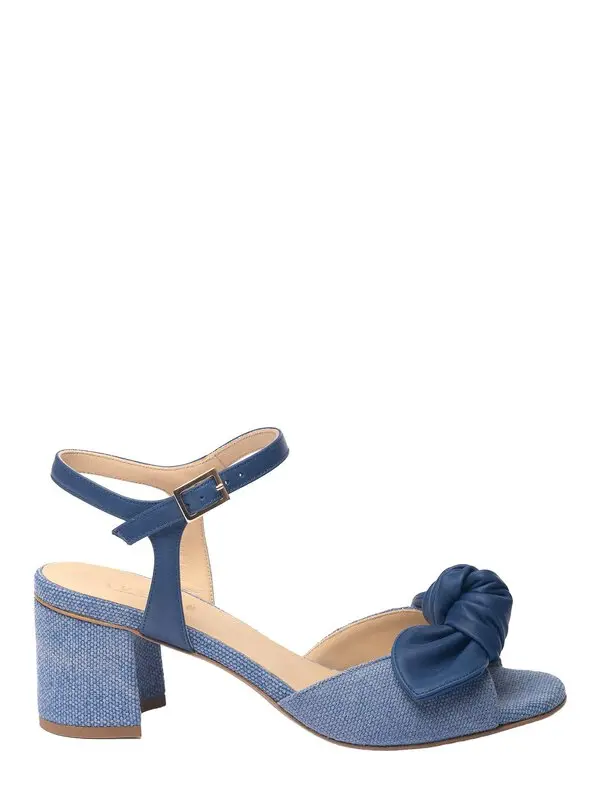 Lukure Bonbon Leather Bow Sandals - Blueberry