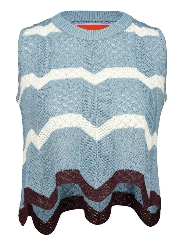La DoubleJ Chevron Knit Color Block Top - Blue