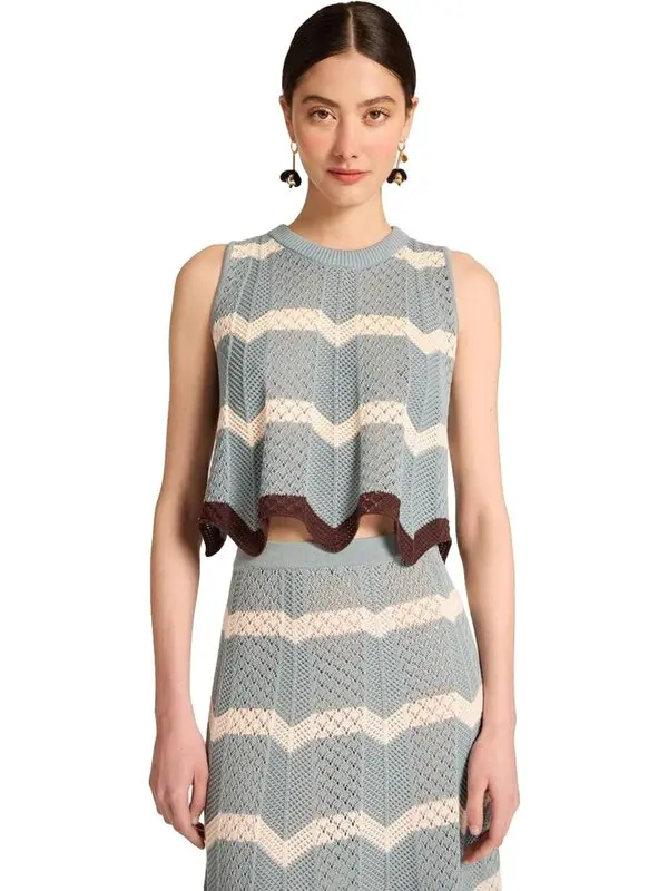 La DoubleJ Chevron Knit Color Block Top - Blue