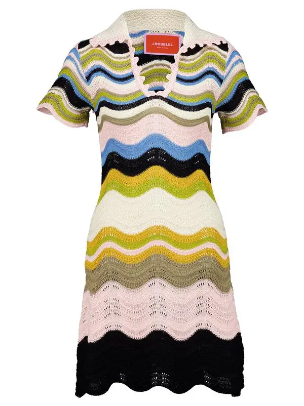 La DoubleJ Cotton Knit Chevron Mini Dress - Multicolour