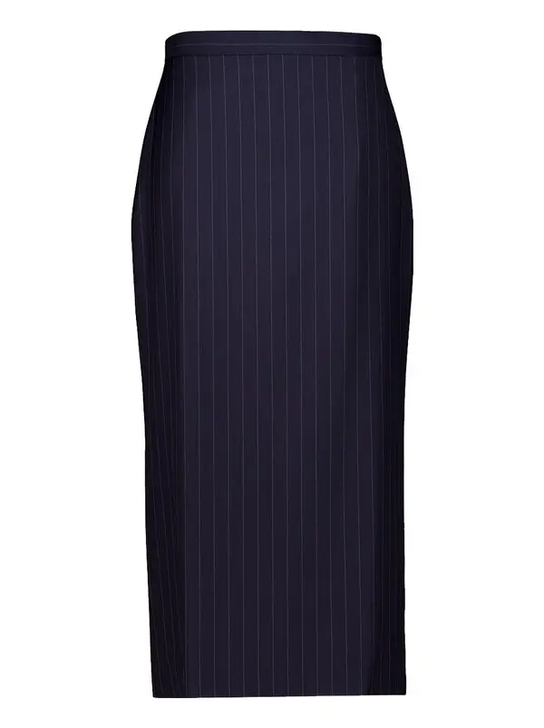 Givenchy Dark Navy Wool Midi Skirt - Blue