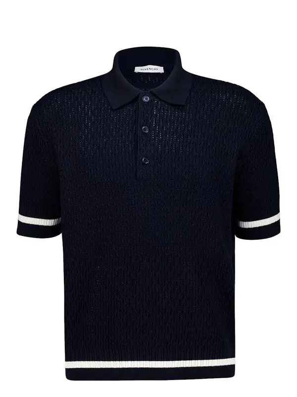 Givenchy Night Knit Polo With Paris Embroidery - Blue