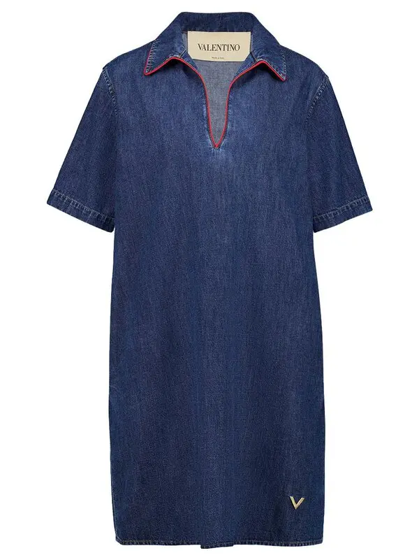 Valentino Garavani Dark Denim V-neck Midi Dress - Blue