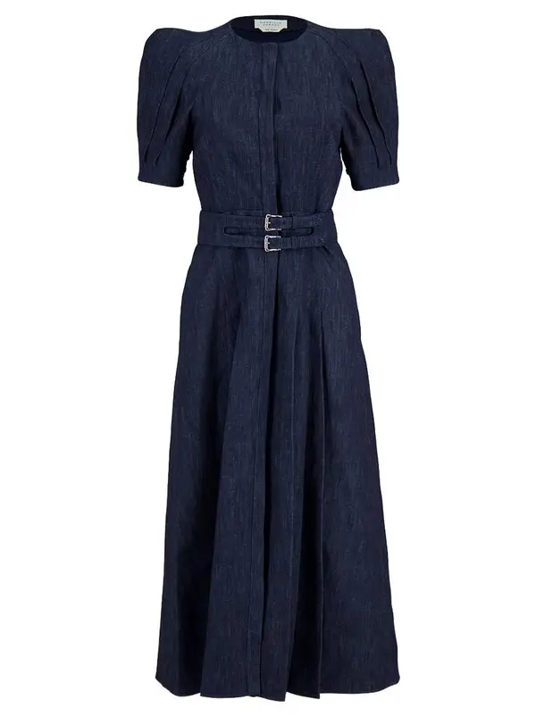 Gabriela Hearst Denim Cotton Midi Dress With Belt - Blue