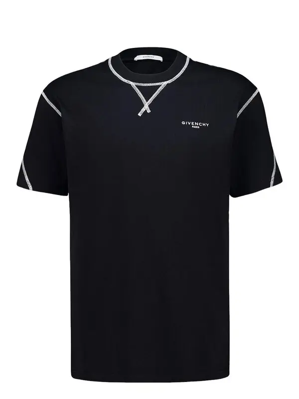 Givenchy Cotton T-shirt With Contrast Stitching - Black