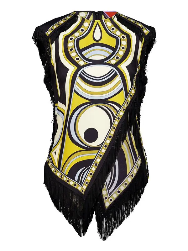 La DoubleJ Sanctuary Placée Gold Silk Twill Scarf Top - Multicolour