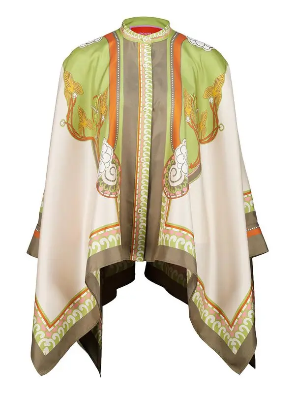 La DoubleJ Date Palms Placée Silk Foulard Shirt - Multicolour