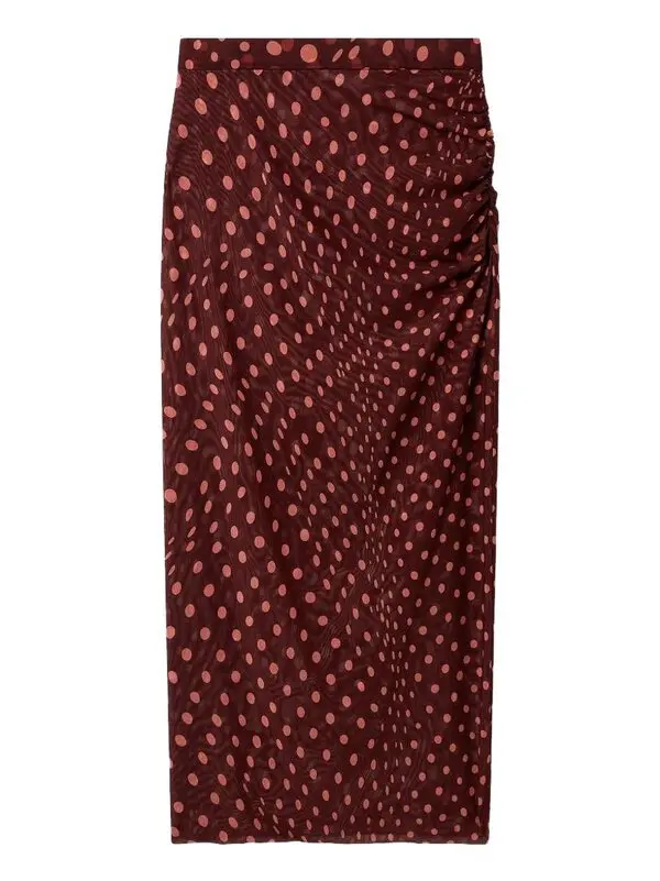 Stella McCartney Polka Dot Ruched Maxi Skirt - Red
