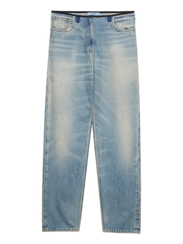 Prada Washed Denim Slim-fit Jeans - Navy