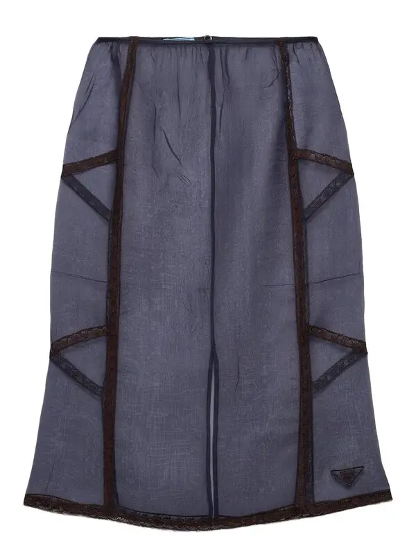 Prada Organza Intarsia Underskirt - Navy