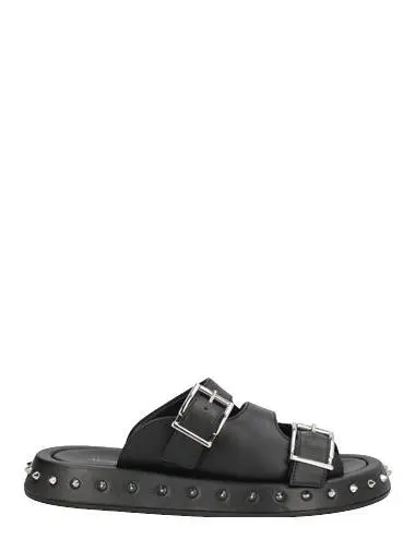 Alexander McQueen Leather Studded Flat Sandals - Black