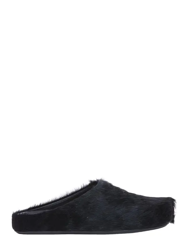 Marni Fussbett Sabot Fur Effect Clogs - Black