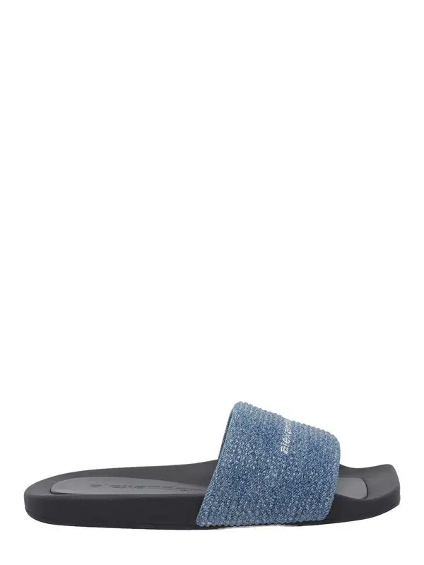 Alexander Wang Logo Embellished Pool Sandals - Blue