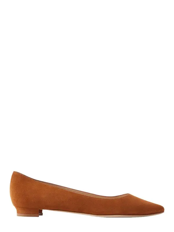 Manolo Blahnik Bb Suede Ballet Flats - Brown