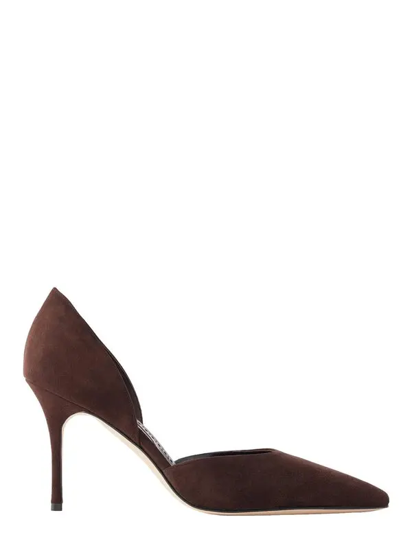 Manolo Blahnik Talernu 90 Suede D'orsay Pumps - Brown
