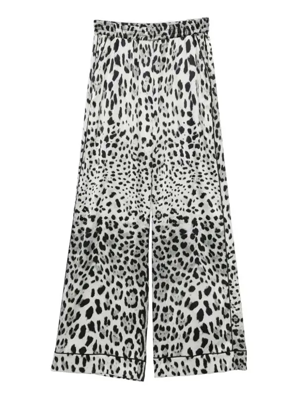 Dolce & Gabbana Leopard Print Silk Palazzo Pants - Multicolor