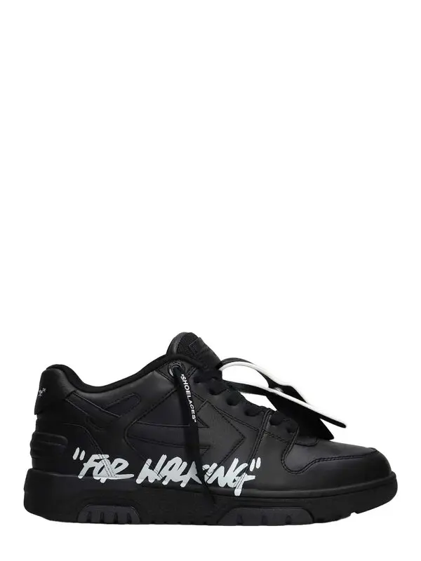 Off-White For Walking" Lace-up Leather Sneakers - Black
