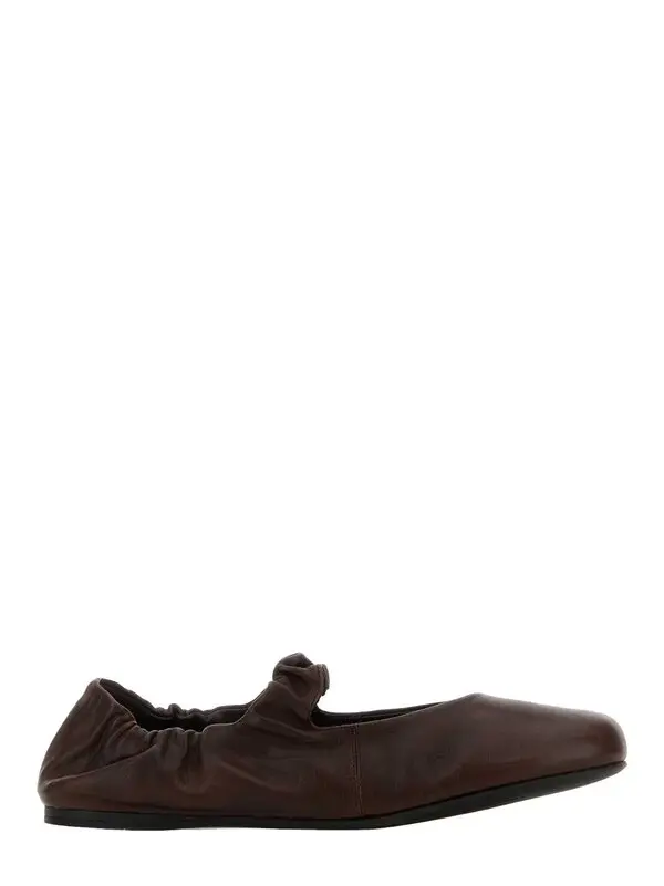 Miu Miu Dark Nappa Leather Ballerinas - Brown