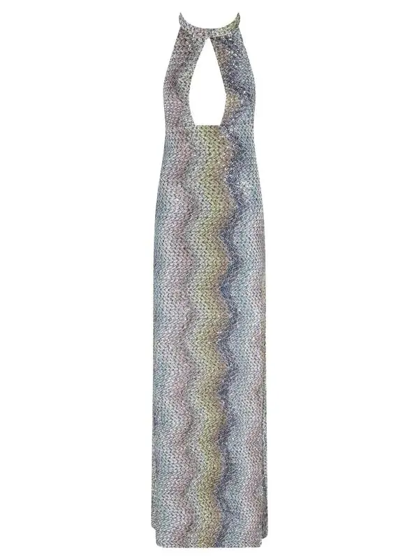 Missoni Long Lamé Dress With Sequins And Cutouts - Multicolor