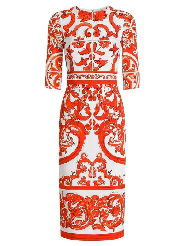 Dolce & Gabbana Majolica Print Charmeuse Dress - Multicolor