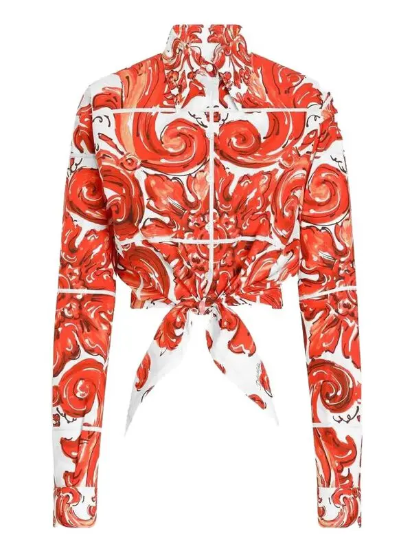Dolce & Gabbana Majolica Print Cropped Shirt - Multicolor