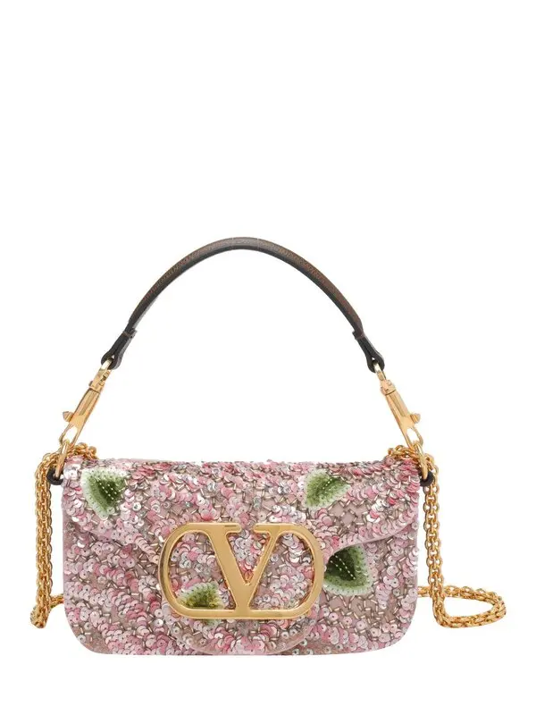 Valentino Garavani Small Embroidered Loco Shoulder Bag - Pink