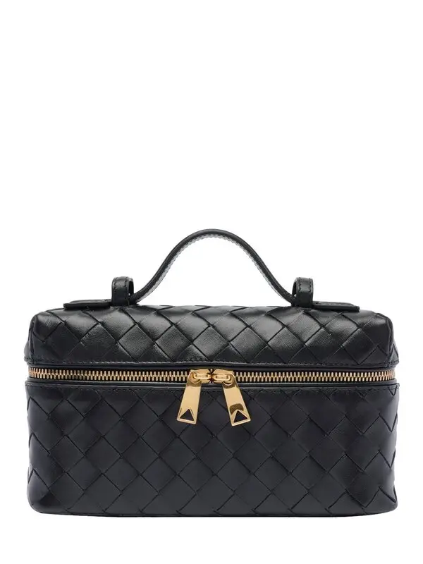 Bottega Veneta Woven Leather Vanity Case - Black