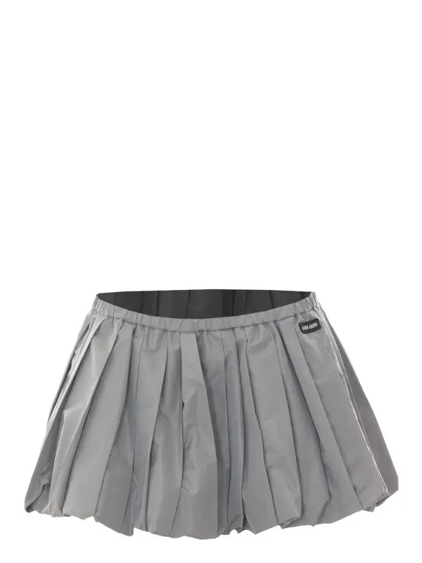 Miu Miu Technical Fabric Pleated Mini Skirt - Gray