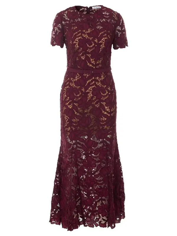 SELF-PORTRAIT Lace Midi Dress - Red
