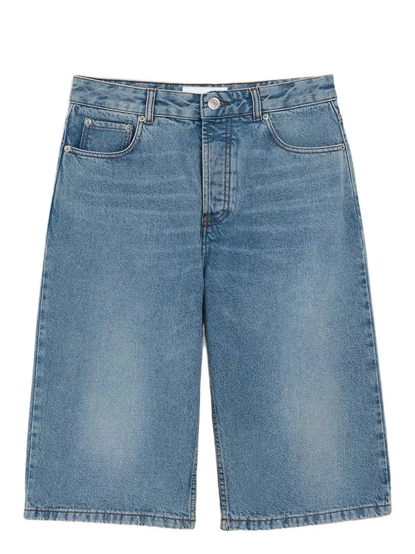 AMI Paris Cotton Large Fit Bermuda Shorts - Blue