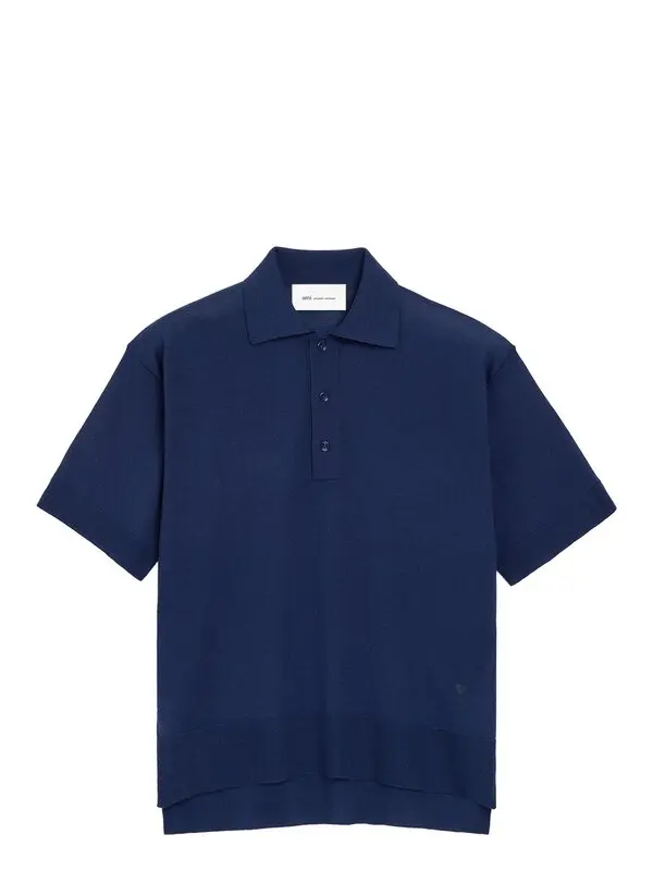 AMI Paris Short Sleeve Wool Polo - Ink