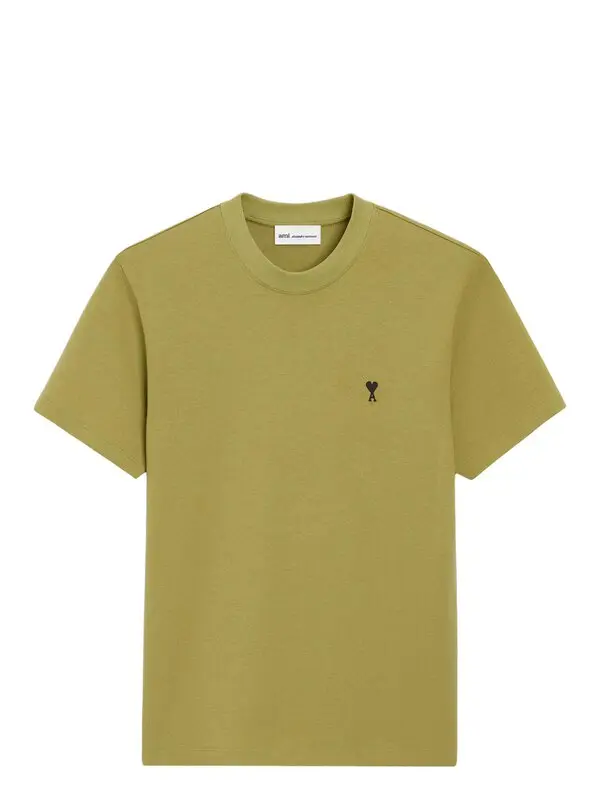 AMI Paris Green Cotton De Coeur T-shirt Green - Matcha