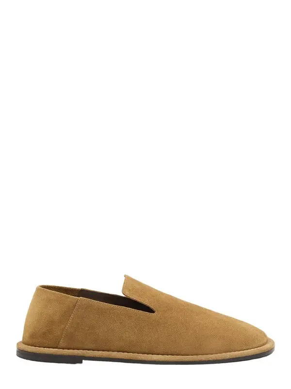 AMI Paris Suede Midi Slippers - Caramel