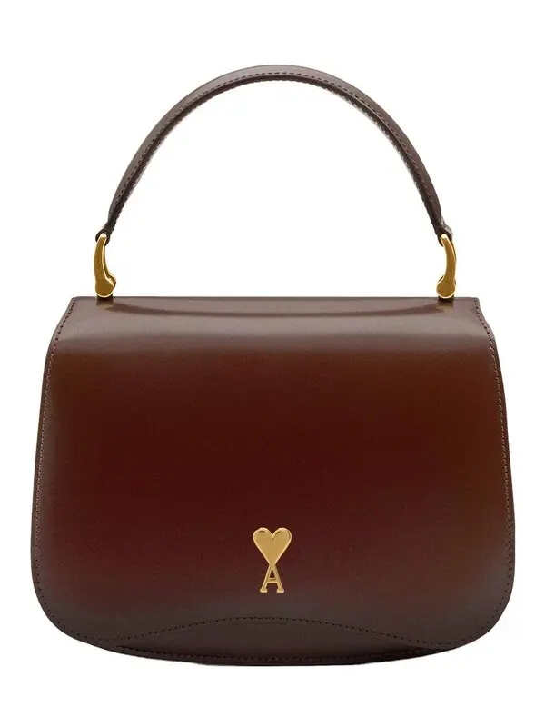 AMI Paris Glazed Leather Handle Bag - Cherry