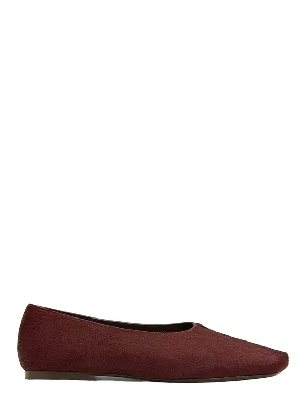 AMI Paris Burgundy Leather Bicolor Flat Shoes - Cherry