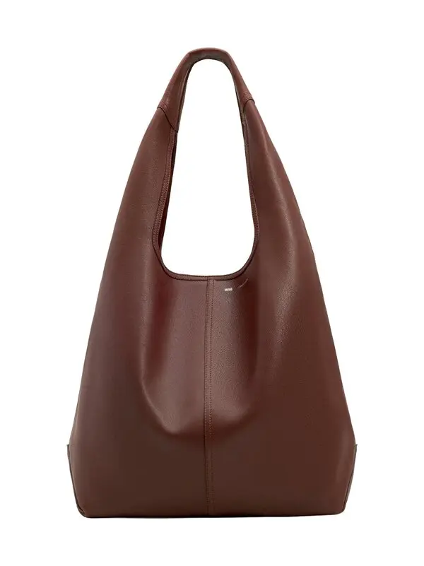 AMI Paris Burgundy Soft Leather Etienne Hobo Bag - Cherry