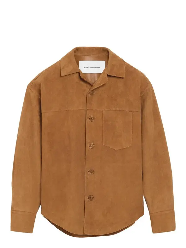 AMI Paris Goat Suede Overshirt - Caramel