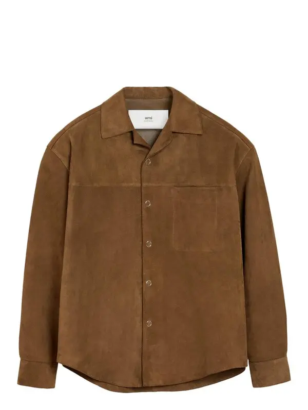 AMI Paris Goat Suede Overshirt - Hazelnut