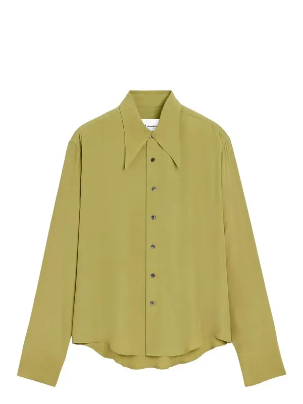 AMI Paris Green Blended Silk Sharp Collar Adjusted Shirt Green - Matcha