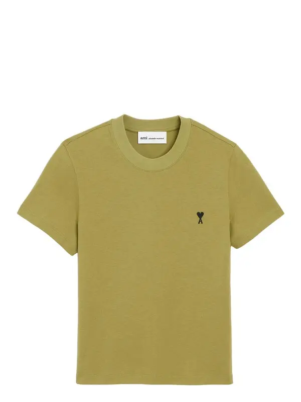 AMI Paris De Coeur Cropped T-shirt - Matcha