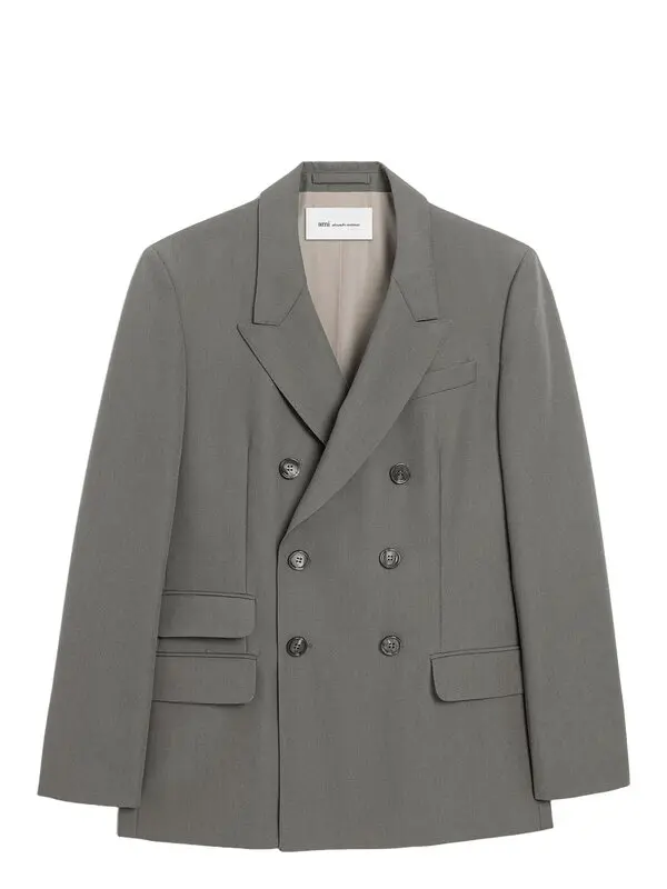 AMI Paris Double-breasted Wool Blazer - Carbon