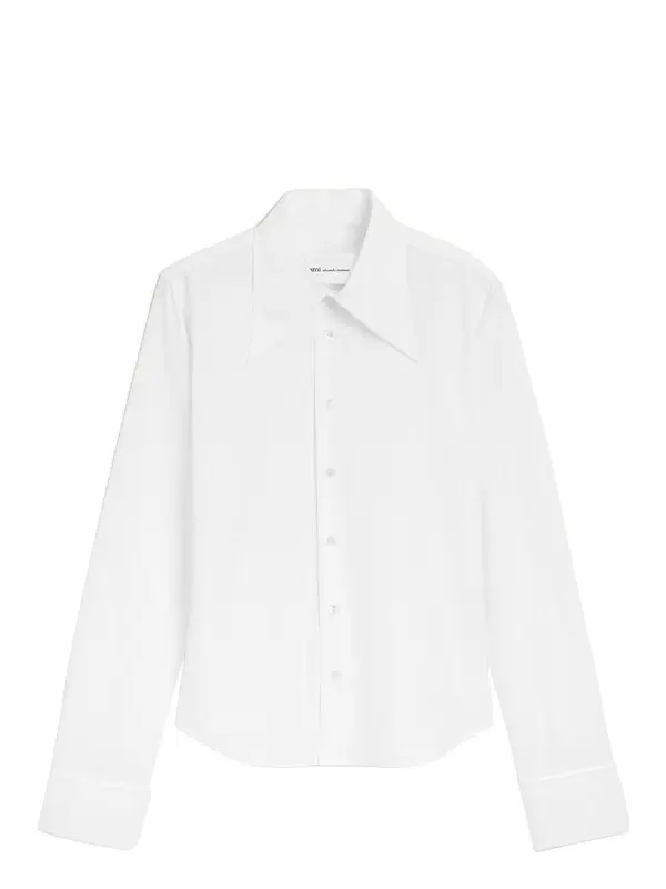 AMI Paris Blended Silk Sharp Collar Shirt - White
