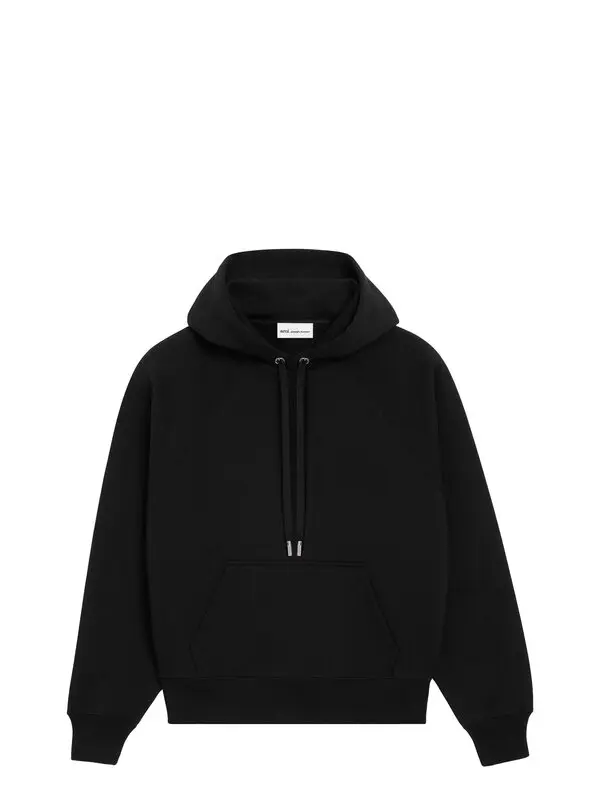AMI Paris Cotton Hoodie With Embossed De Coeur - Black