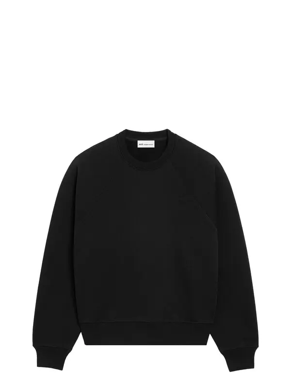 AMI Paris Cotton Sweatshirt With Embossed De Coeur Logo - Black