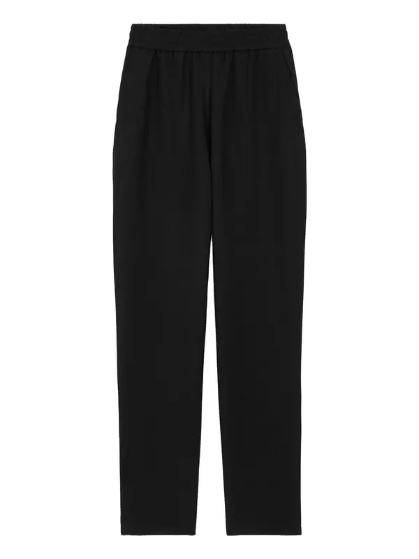 AMI Paris Blended Linen Elasticated Waist Trousers - Black