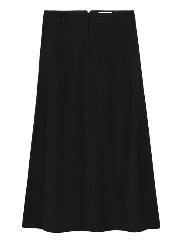 AMI Paris Blended Linen Trapeze Skirt - Black