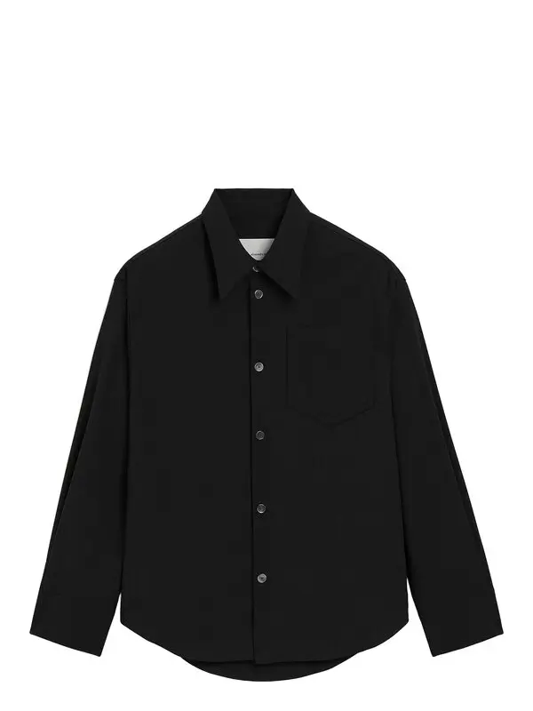 AMI Paris Blended Silk Sharp Collar Adjusted Shirt - Black